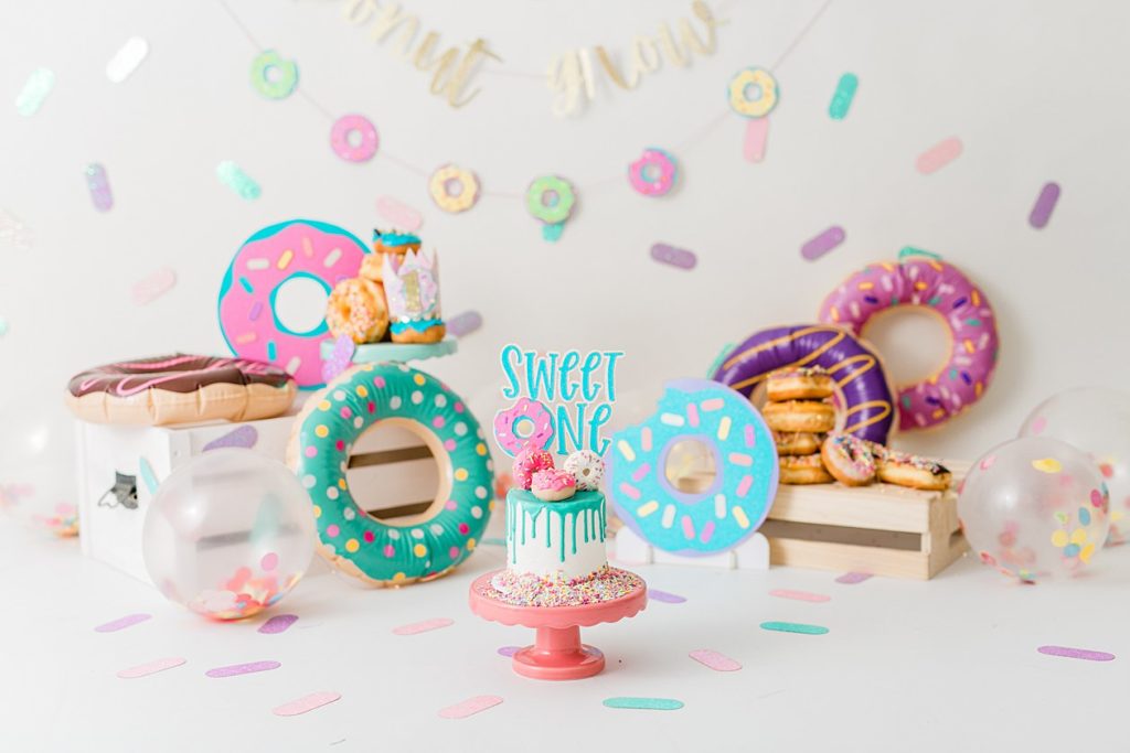 Donut Grow Up Cake Smash studio shoot | www.whimsiephoto.com